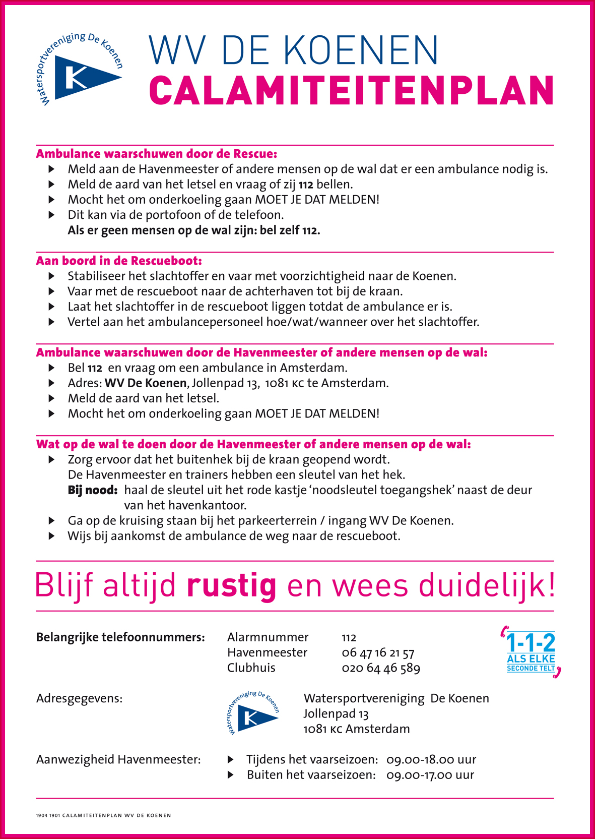 Calamiteitenplan – WV de Koenen